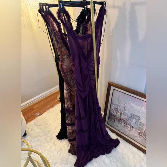 Glitz | Dresses | Summer Purple Solid Sheer Dress Spaghetti Straps ...